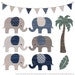 Patterned Navy Elephants Clipart and Digital Papers Navy Elephant ...