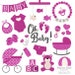 Premium Oh Baby Clipart & Vectors Set in Fuchsia - Fuchsia Pink Baby ...