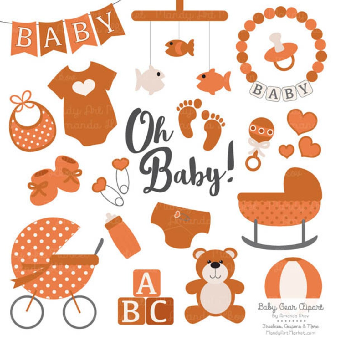 Premium Oh Baby Clipart & Vectors Set in Pumpkin - Pumpkin Orange Baby ...