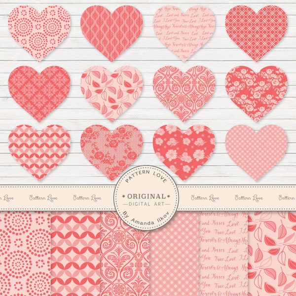 Digital Heart Papers - Etsy