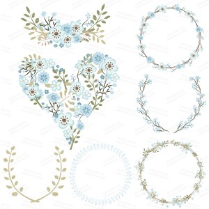 Premium Floral Clip Art & Vectors - Soft Blue Wedding Clip Art, Wedding ...
