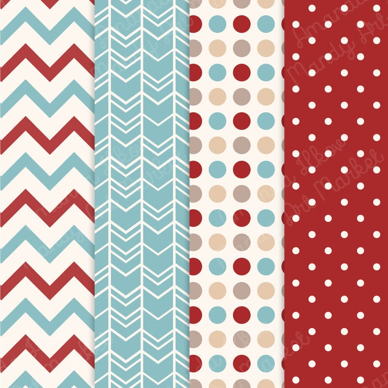 Professional Geometric Digital Papers & Vectors in Red Robin ...