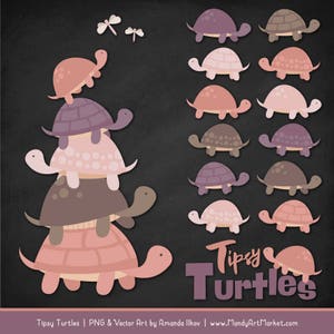 Professional Turtle Stack Clipart in Buff Turtle Clipart - Etsy