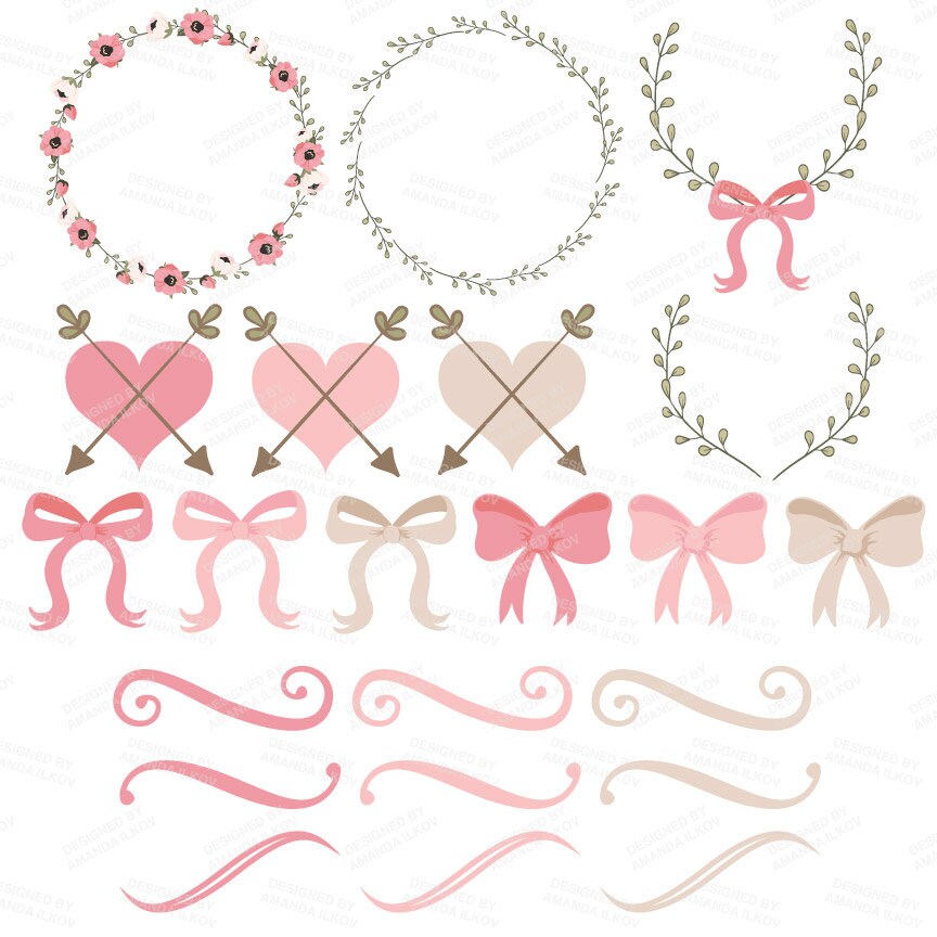 Premium Wedding Clipart & Vectors Soft Pink Bicycle Clipart - Etsy
