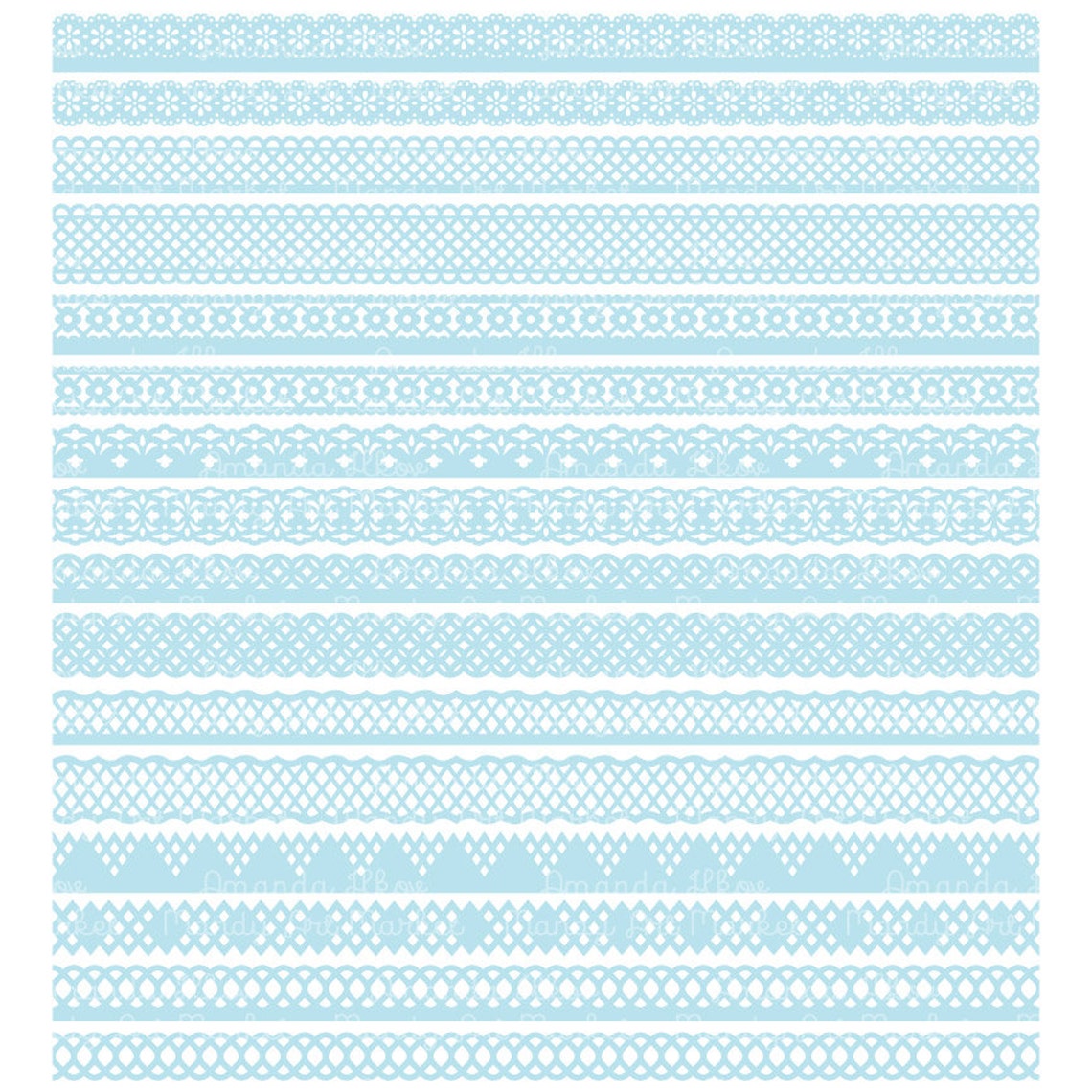 32 Premium Soft Blue Paper Punch Lace Borders Clipart & - Etsy
