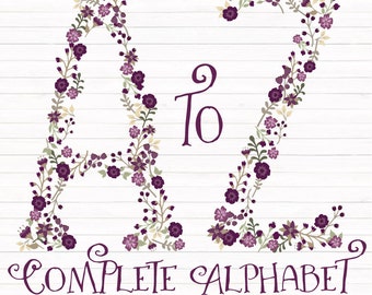 Professional Floral Alphabet Clipart & Vectors Soft Pink Floral ...