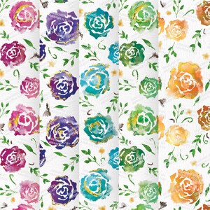 Premium Watercolor Roses Digital Papers - Rose Digital Papers, Rose ...