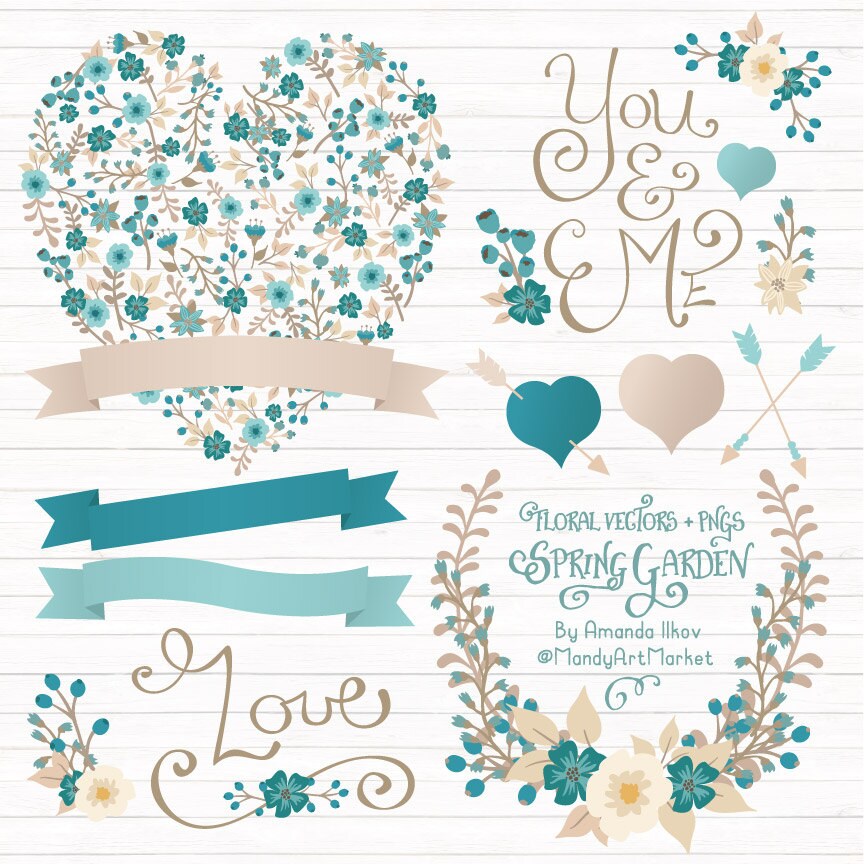 Professional Floral Heart Clipart & Vectors - Floral Heart Clip Art ...