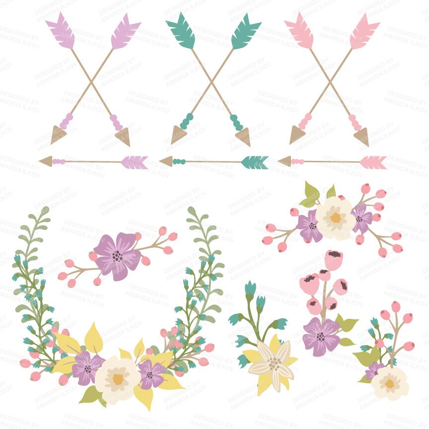 Professional Floral Heart Clipart & Vectors Floral Heart - Etsy