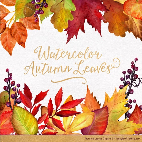 Watercolor Fall Leaves Clipart Autumn Clipart Woodland - Etsy