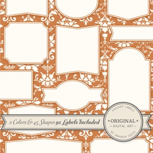 Professional Elegant Labels - Pumpkin Labels, Orange Tags, Digital ...