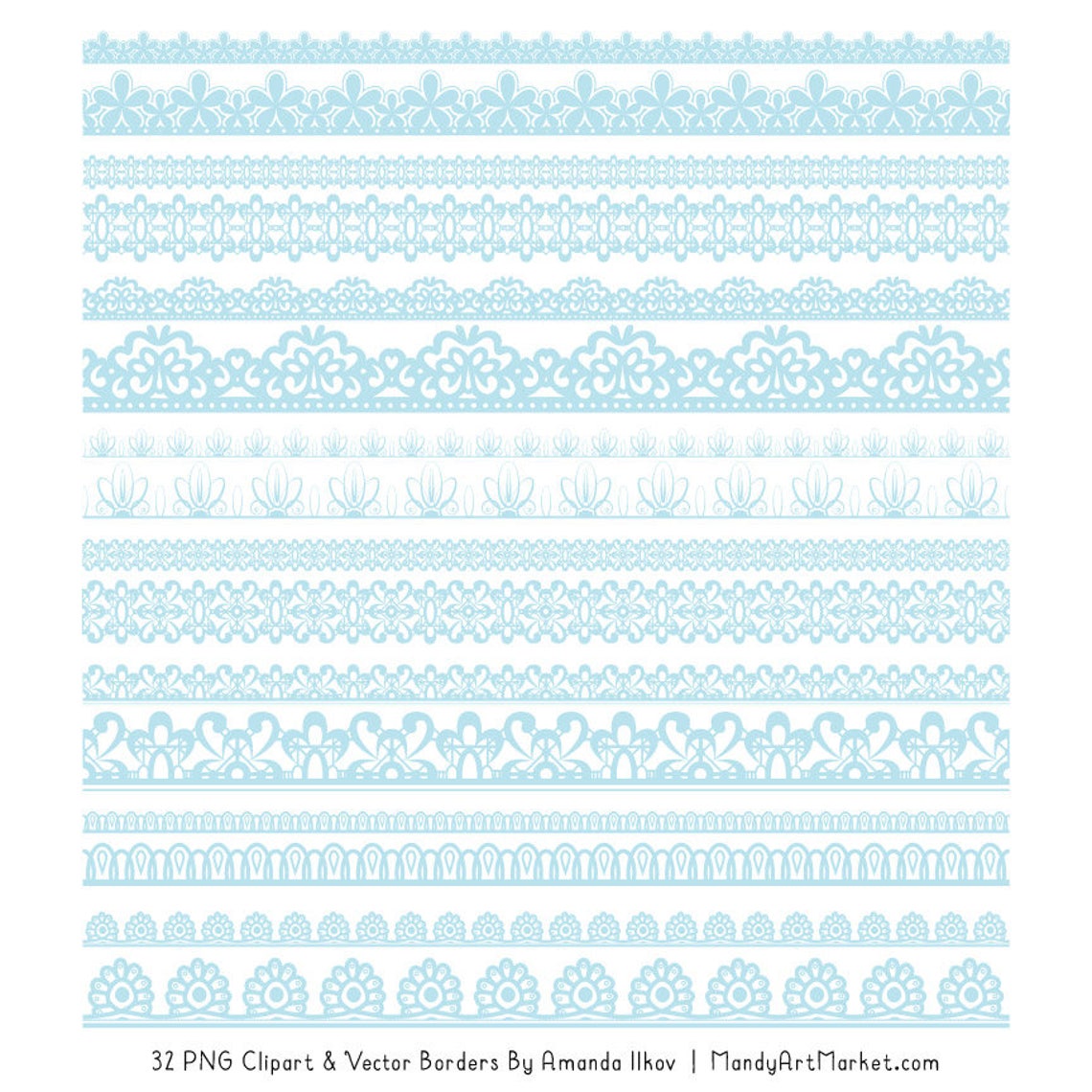 Soft Blue Lace Borders Clipart & Vectors Soft Blue Lace - Etsy