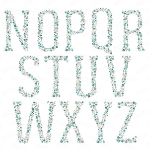 Professional Floral Alphabet Clipart & Vectors - Vintage Blue Floral ...