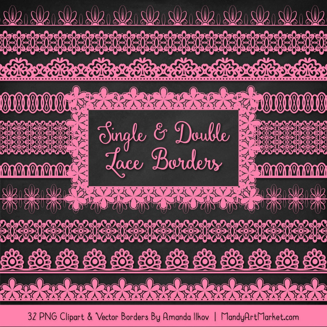 Pink Lace Borders Clipart & Vectors - Pink Lace Borders, Pink Vector ...