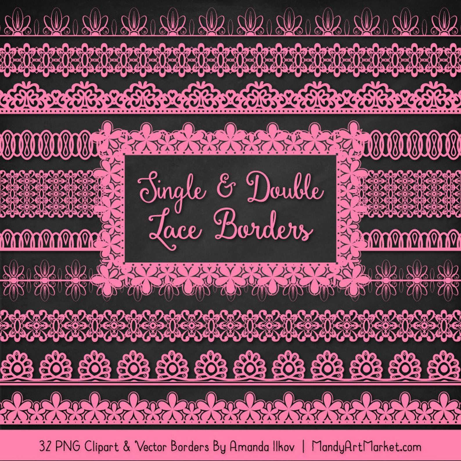 Pink Lace Borders Clipart & Vectors Pink Lace Borders Pink - Etsy