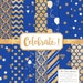 Premium Gold Foil Royal Blue Digital Papers - Party Patterns, Party ...