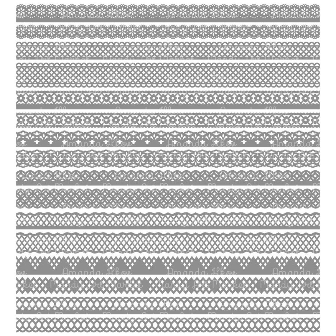 32 Premium Grey Paper Punch Lace Borders Clipart & Vectors | Etsy