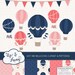 Navy & Blush Hot Air Balloons Clipart With Digital Papers - Navy and ...