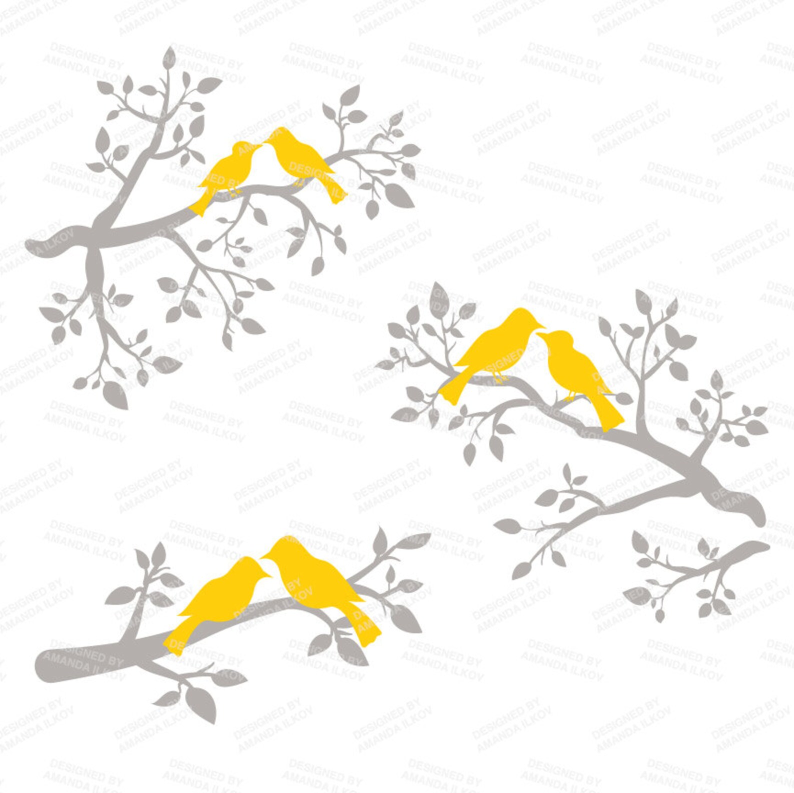 Premium Yellow Love Birds Clip Art & Vectors Wedding - Etsy