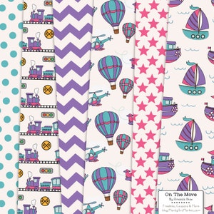 Transportation Clipart & Patterns in Crayon Box - Girls Transportation ...