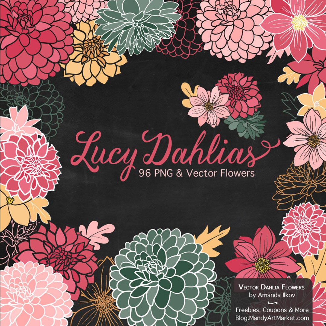 Lucy Dahlia Clipart & Vectors in Rose Garden Rose Flowers - Etsy