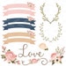 Premium Wedding Floral Clipart & Vectors Navy and Blush Wedding Clipart ...