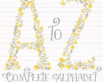 Professional Floral Alphabet Clipart & Vectors - Soft Pink Floral ...