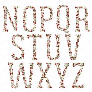 Professional Floral Alphabet Clipart & Vectors - Christmas Floral ...
