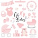 Premium Oh Baby Clipart & Vectors Set in Soft Pink Soft Pink Pink Baby ...