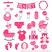 Premium Oh Baby Clipart & Vectors Set in Hot Pink Hot Pink Pink Baby ...