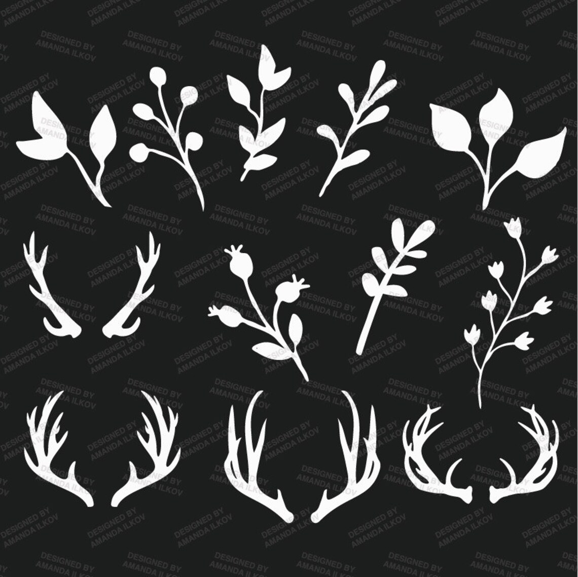 Premium Chalkboard Deer Silhouettes Clipart & Vectors Deer | Etsy
