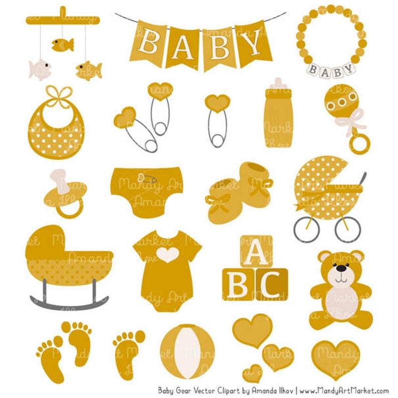 Premium Oh Baby Clipart & Vectors Set in Mustard Mustard - Etsy