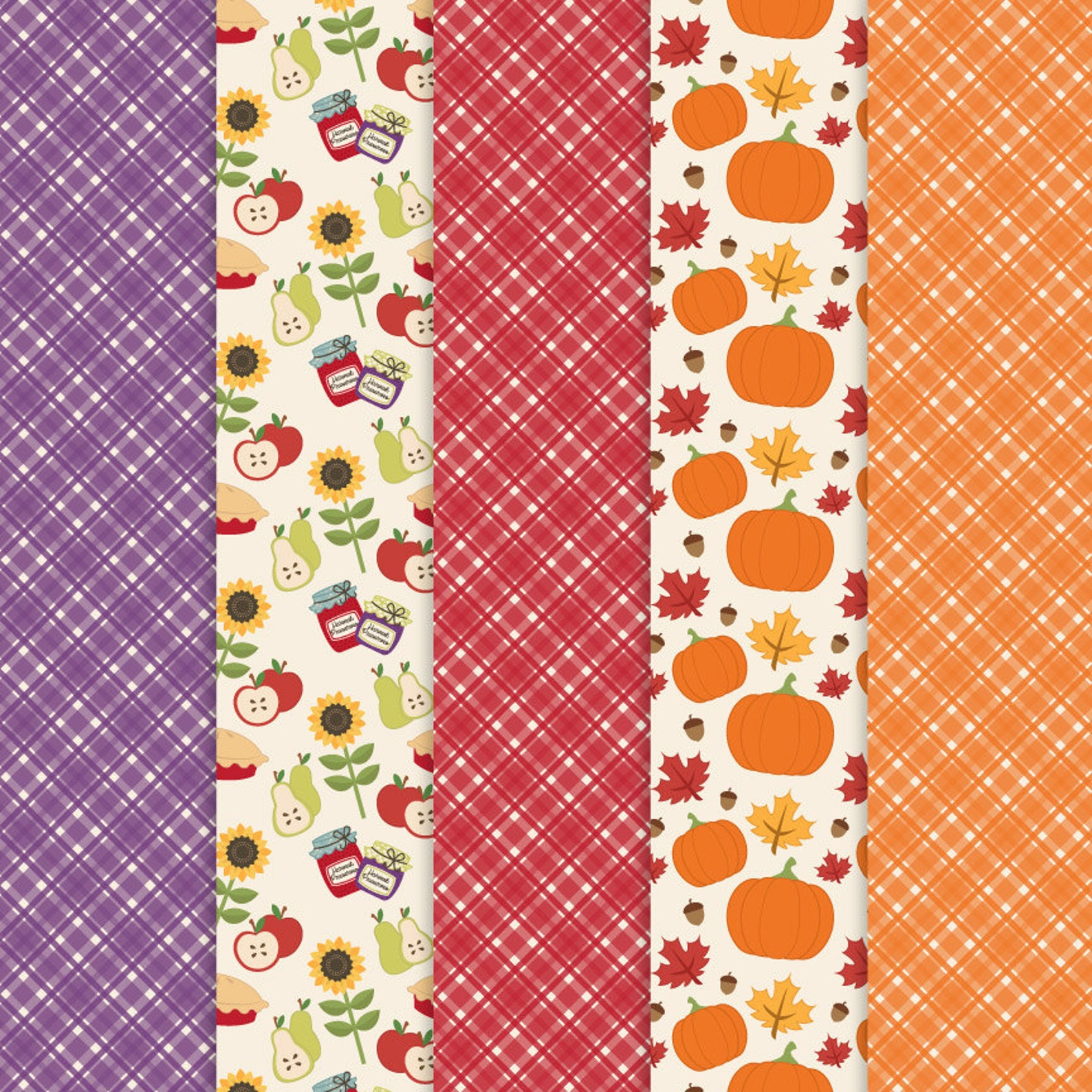 Harvest Fall Clip Art & Fall Patterns Fall Clipart Harvest - Etsy