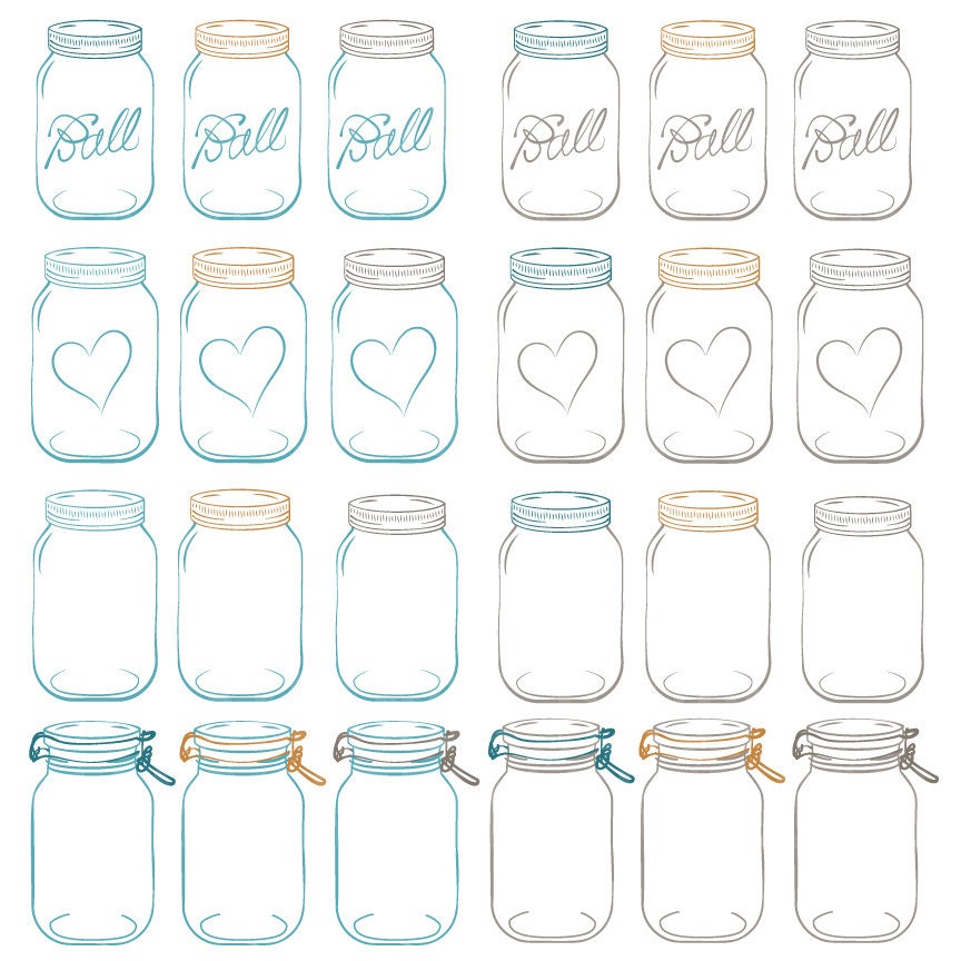 Professional Mason Jar Clipart in Vintage Blue Mason Jar - Etsy
