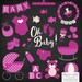 Premium Oh Baby Clipart & Vectors Set in Fuchsia - Fuchsia Pink Baby ...