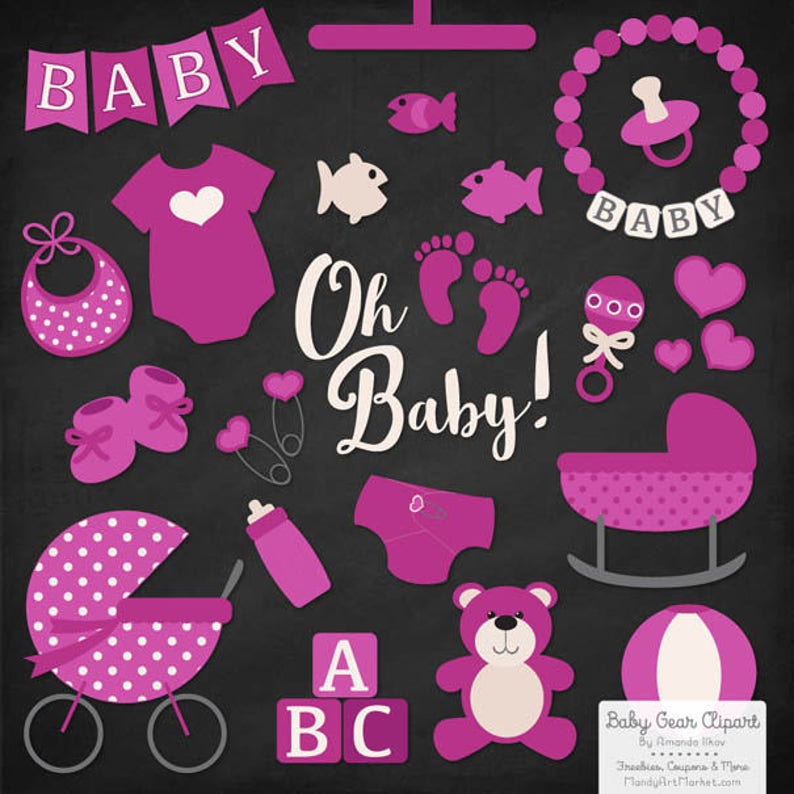 Premium Oh Baby Clipart & Vectors Set in Fuchsia Fuchsia - Etsy
