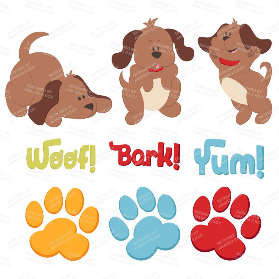 Professional Large Puppy Dog Clipart & Vector Set Dog - Etsy