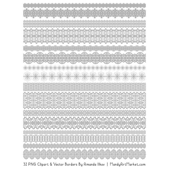 Grey Lace Border Clip Art