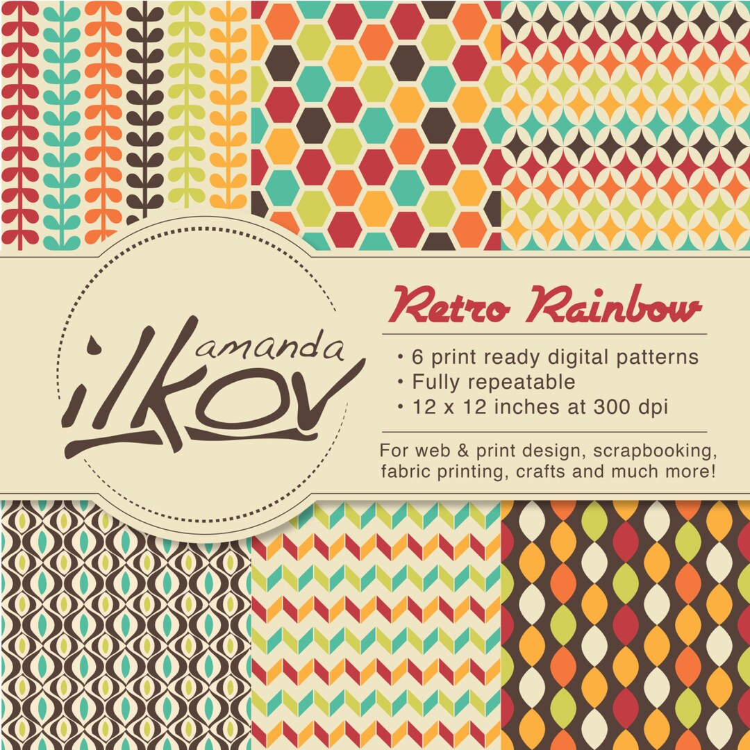Premium Retro Digital Papers or Background Images for Scrapbook Paper ...