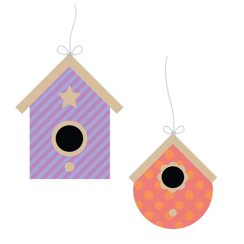 Cute Birds Clipart & Birdhouse Clipart for Digital | Etsy