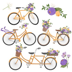 Emma Floral Bicycle Clipart & Vectors in Crocus Purple Bicycles, Spring ...