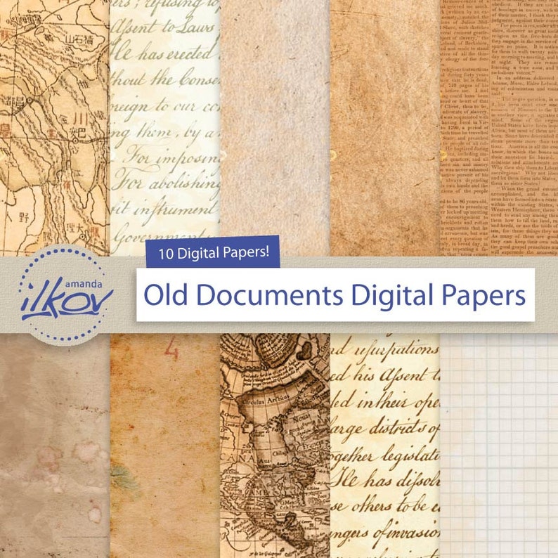 Old Paper Digital Papers for Scrapbooks, Crafts + More - Old Digital ...