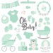 Premium Oh Baby Clipart & Vectors Set in Mint Mint Green Baby Clipart ...