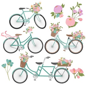 Emma Floral Bicycle Clipart & Vectors in Garden Party - Spring Bicycles ...