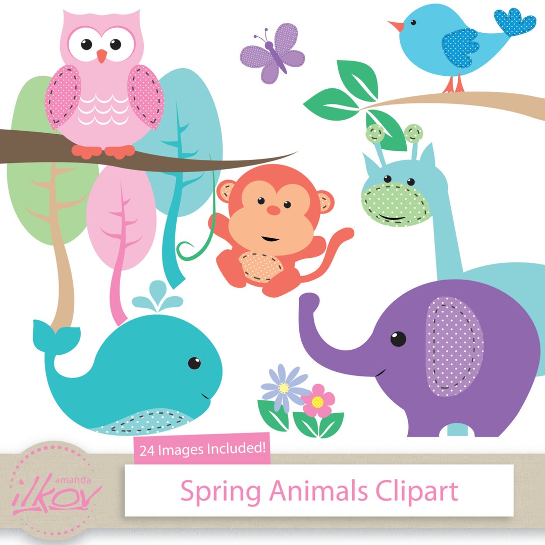 Spring Baby Animals Clipart for Digital Scrapbooking, Crafting ...
