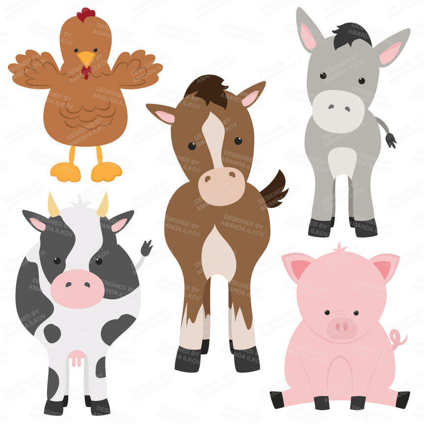 Premium Farm Animals Clip Art & Vectors - Farm Animals Clipart, Farm ...