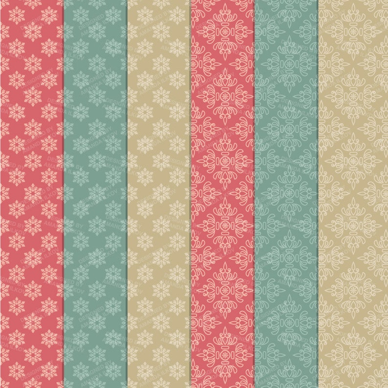 Premium Floral Christmas Clip Art & Digital Papers Christmas - Etsy
