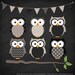 Patterned Black Owls Clipart and Digital Papers Black Owl - Etsy