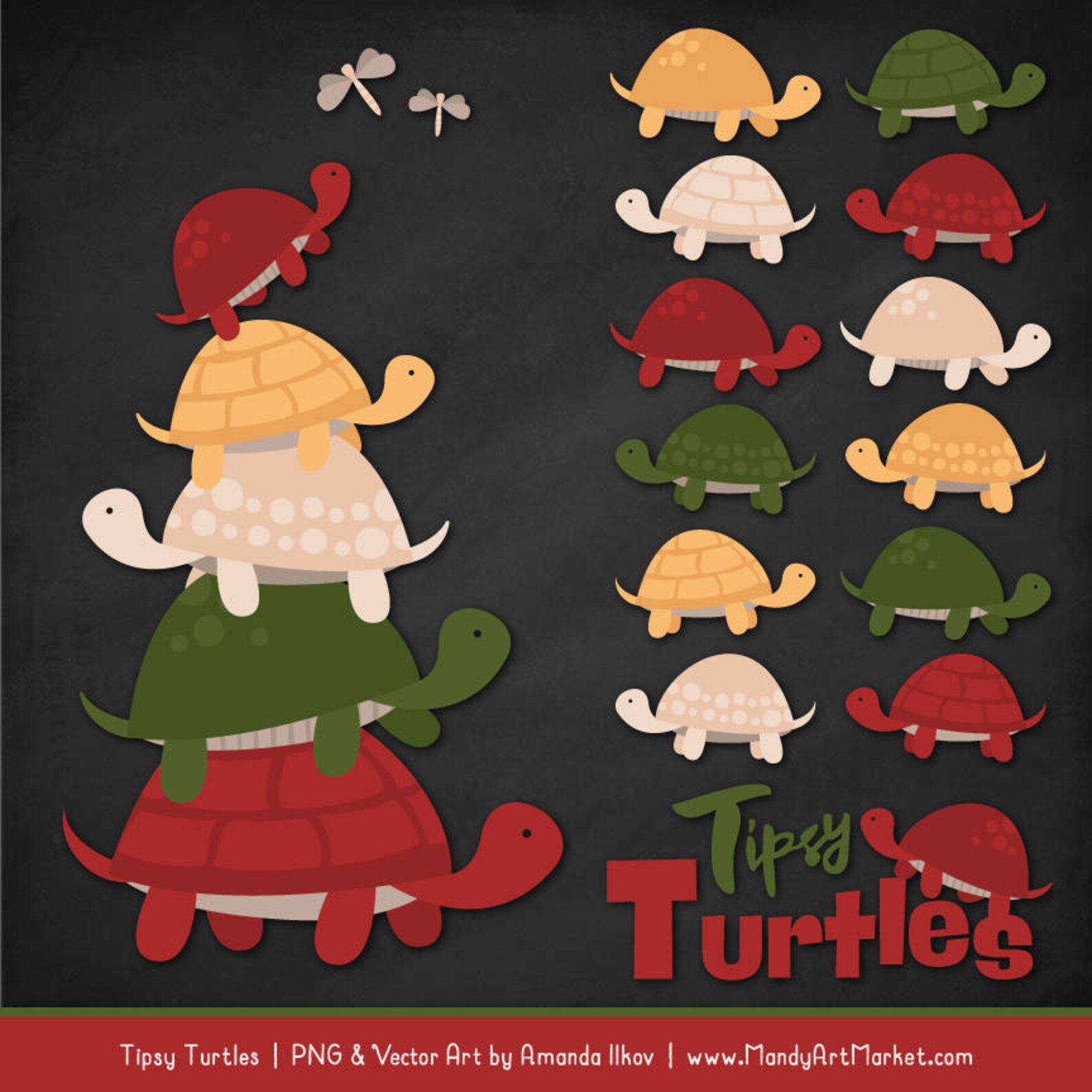 Professional Turtle Stack Clipart in Christmas Turtle - Etsy