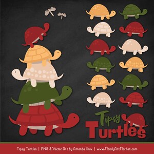 Professional Turtle Stack Clipart in Christmas Turtle - Etsy